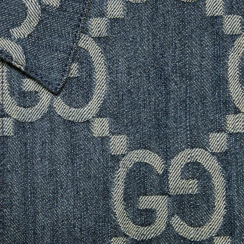 Gucci Pineapple jacket in blue and ivory | GUCCI® GR