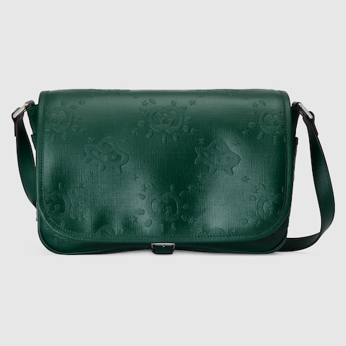 Children's Interlocking G UFO messenger bag in Green Fabric | GUCCI® SI