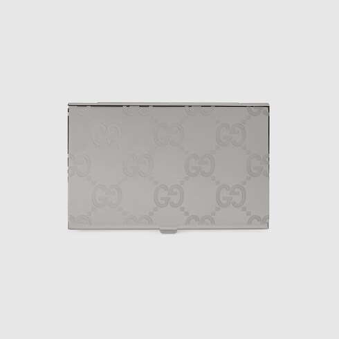 GG card case in palladium-toned metal | GUCCI® AE