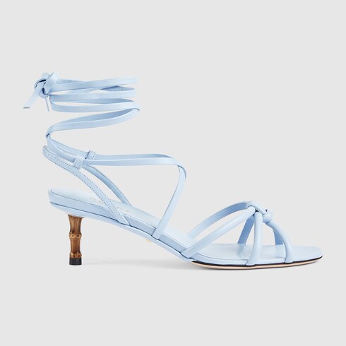 Sandales à brides en bambou femme en cuir bleu pastel | GUCCI® FR