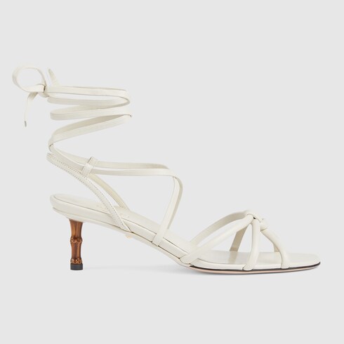 Sandales à brides en bambou femme en cuir blanc | GUCCI® FR