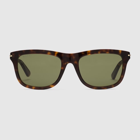 Rectangular frame sunglasses in Brown Green Undefined | GUCCI® SI