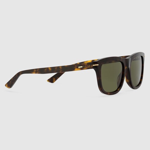 Rectangular frame sunglasses in Brown Green Undefined | GUCCI® SI