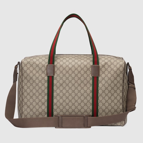 Duffle bag with Web in Beige GG Canvas | GUCCI® SI
