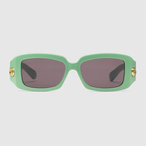 Rectangular frame sunglasses in Grey Green Undefined | GUCCI® SI
