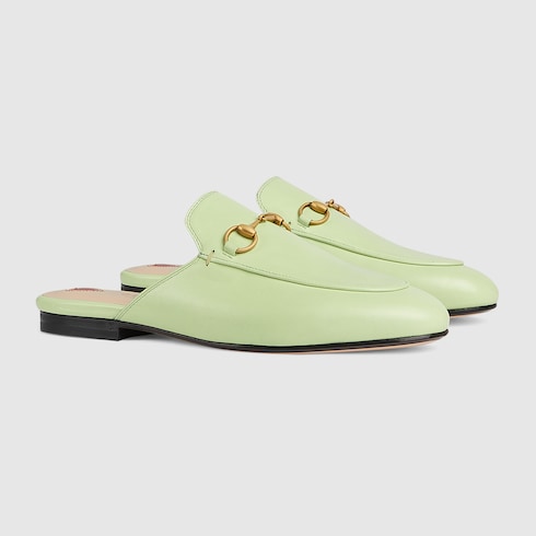 Women's Princetown slipper in Green Leather | GUCCI® SI