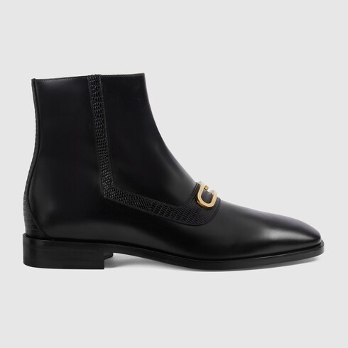 Men's boot in black leather | GUCCI® SE