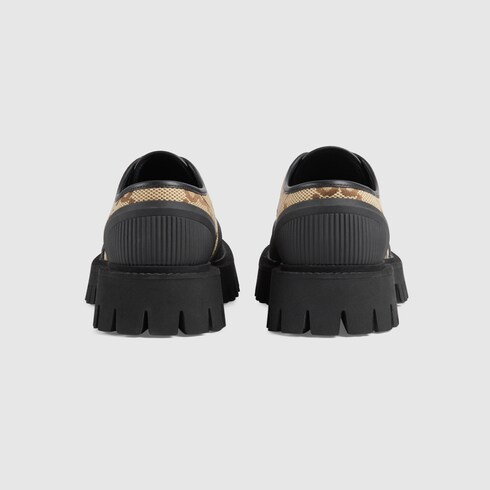 Chaussures à lacets en toile GG maxi pour femme en toile camel et ébène ...