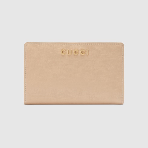 Cartera con cremallera y logo Gucci en Piel beige claro | GUCCI® ES