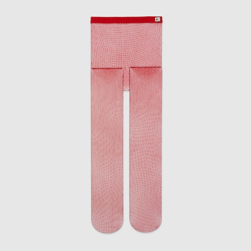 Stretch nylon tights with Retro Square G in bright red | GUCCI® SG