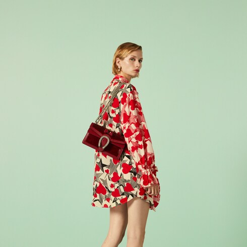 Dionysus small sequin shoulder bag in red silk satin | GUCCI® NL