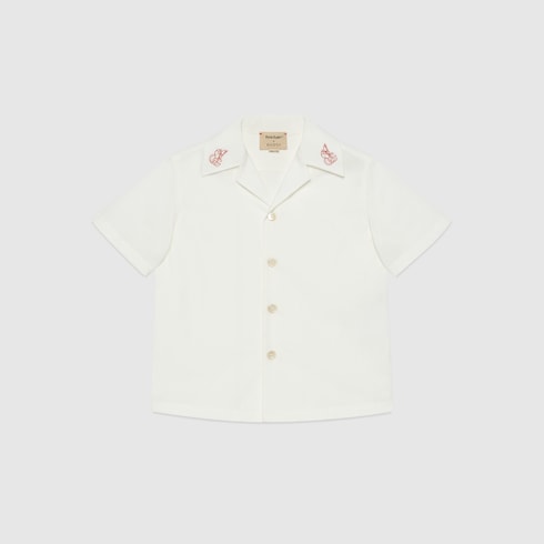 Camicia in cotone Peter Rabbit™ x Gucci in bianco | GUCCI® Italia