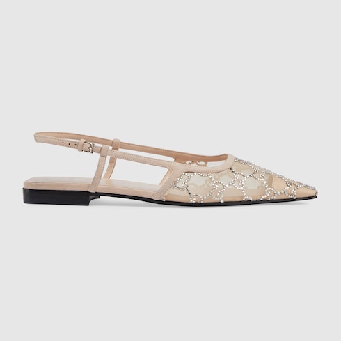 Women's GG slingback ballet flat in rose beige mesh | GUCCI® PT