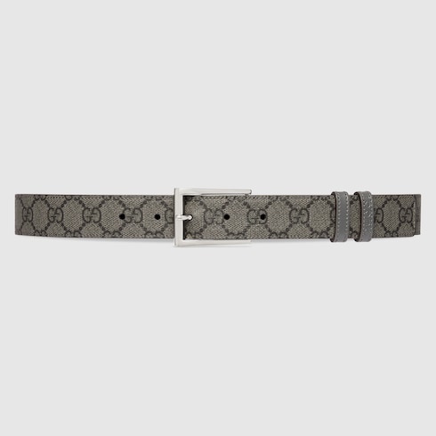 Reversible belt with rectangular buckle in grey leather and grey ...