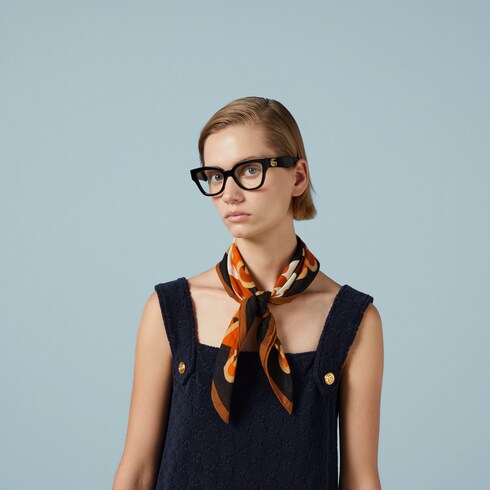 Round optical frame in tortoiseshell acetate | GUCCI® UK