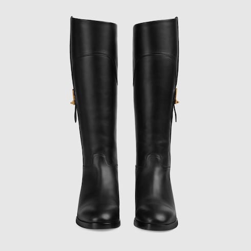 블랙 레더 여성 부츠 | 구찌® 코리아