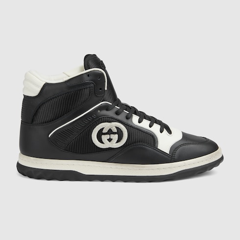 Men's MAC80 high top sneaker in black and off white leather | GUCCI® MX