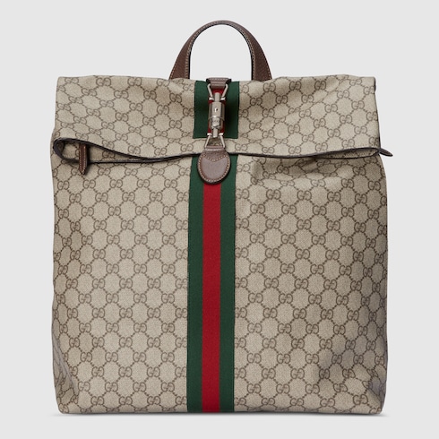 Jackie 1961 GG backpack in beige and ebony GG Supreme | GUCCI® UK
