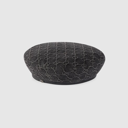 GG denim beret in black and grey | GUCCI® NZ