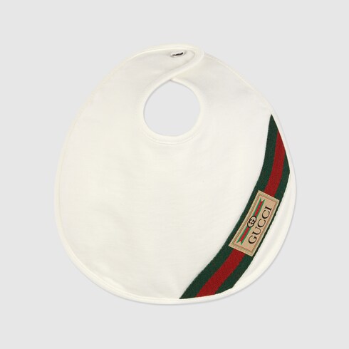 Baby cotton bib with Web in ivory | GUCCI® NL