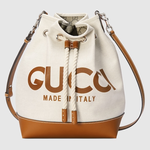 Small shoulder bag with Gucci print in Beige canvas | GUCCI® Australia