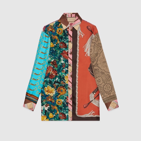 Gucci Heritage patchwork print silk shirt - 764920ZAPLX4759