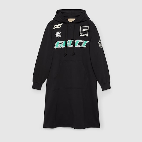 Robe sweat-shirt en jersey de coton en noir | GUCCI® FR