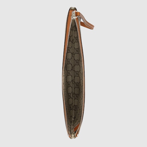 Clutch with Gucci print in White Brown Fabric | GUCCI® SI