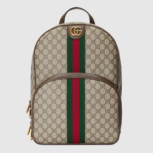 Ophidia GG backpack in beige and ebony GG Supreme | GUCCI® CZ