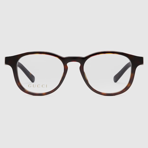 Round optical frame in dark tortoiseshell | GUCCI® UK