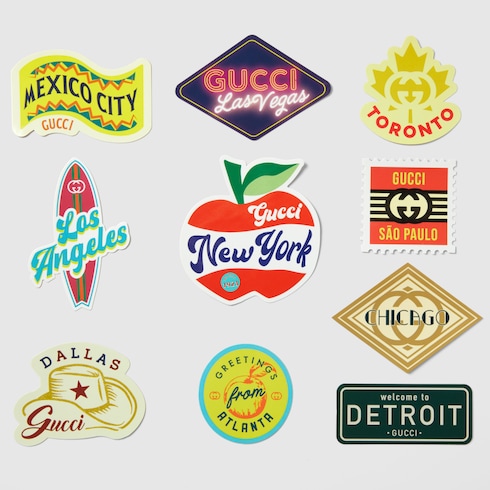 Gucci Cities luggage stickers in multicolor | GUCCI® US