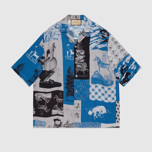 Graphic print viscose shirt in multicolour | GUCCI® 香港