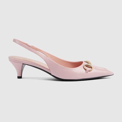 Escarpins à détail Mors à bride pour femme en cuir rose pastel | GUCCI® FR
