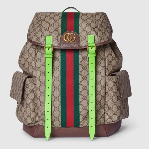 Ophidia GG medium backpack in beige and ebony GG Supreme | GUCCI® 香港
