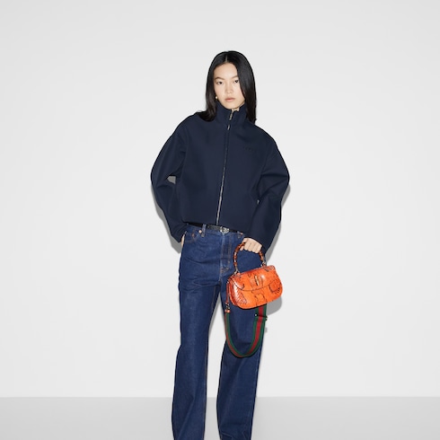 Gucci Bamboo 1947 small python bag in orange python | GUCCI® AE