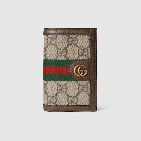 Ophidia GG card case in Beige Green GG Canvas | GUCCI® SI