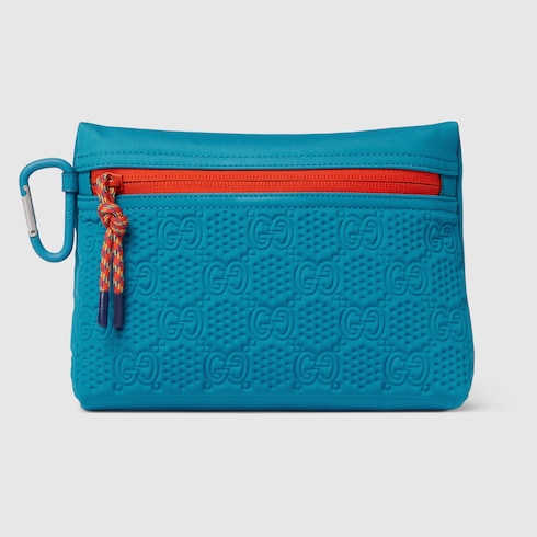 Small GG scuba pouch in electric blue scuba | GUCCI® GR