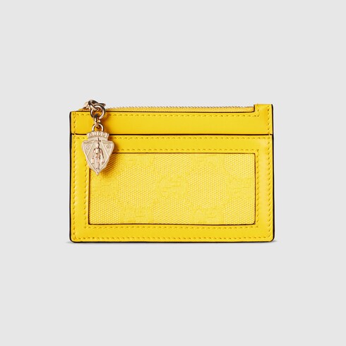 Gucci Luce card case wallet in yellow GG canvas | GUCCI® PT