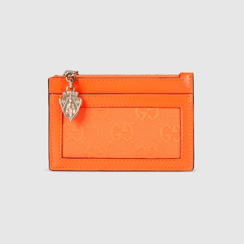 Gucci Luce card case wallet in orange GG canvas | GUCCI® PT