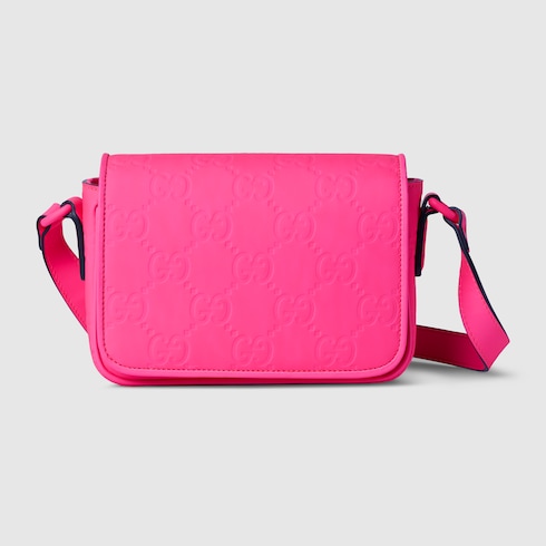 GG rubber-effect super mini bag in fuchsia leather | GUCCI® Australia