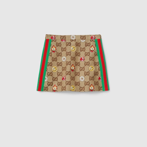 Rock aus Maxi GG Canvas mit Gucci Symbolen in camel- und ...