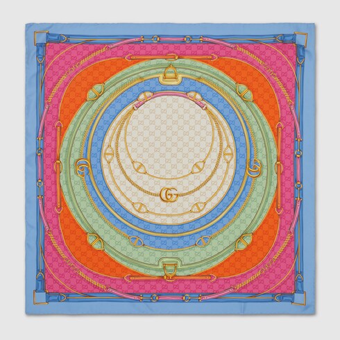 GG belt print silk scarf in multicolor | GUCCI® NZ