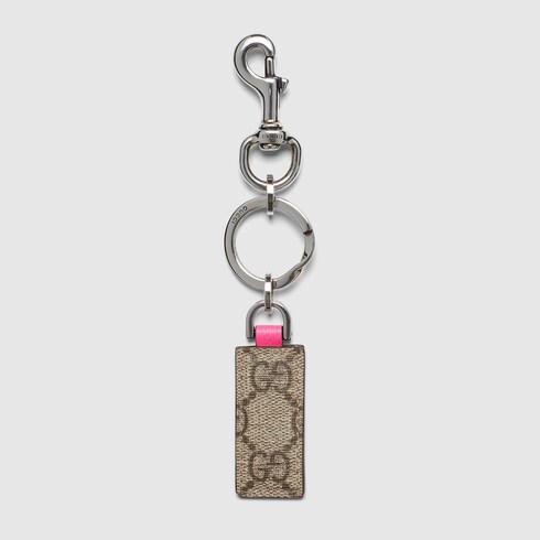 Ophidia keychain with hook closure in beige and ebony Supreme | GUCCI® SG