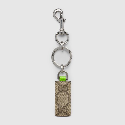 Ophidia keychain with hook closure in beige and ebony Supreme | GUCCI ...