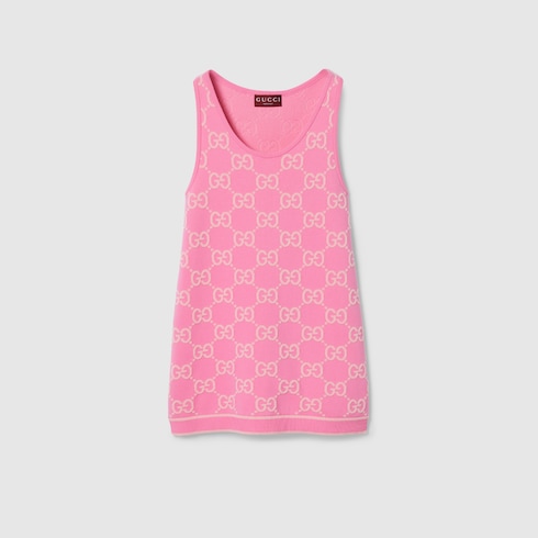 Abito in cotone GG jacquard in rosa e rosa chiaro | GUCCI® Italia