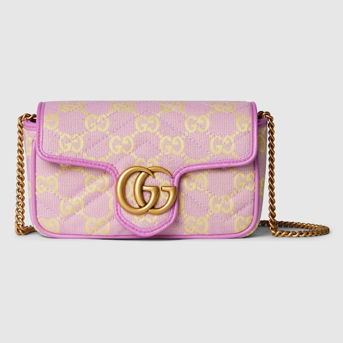 GG super mini shoulder bag in lilac and yellow canvas | GUCCI® PL