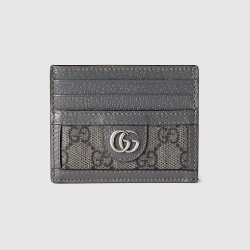 Ophidia GG card case in grey and black GG Supreme | GUCCI® TH