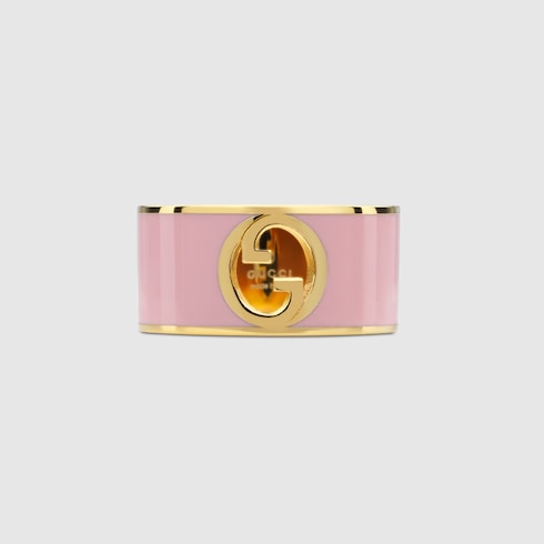 Gucci Blondie wide enamel ring in Undefined Gold-toned metal | GUCCI® SI