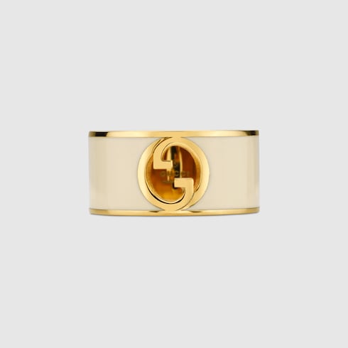 Gucci Blondie wide enamel ring in Undefined Gold-toned metal | GUCCI® SI