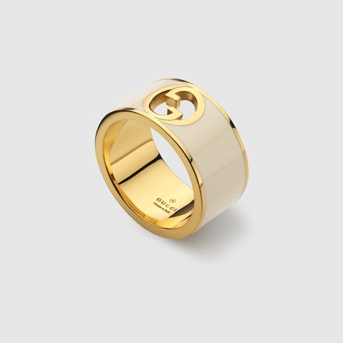 Gucci Blondie wide enamel ring in Undefined Gold-toned metal | GUCCI® SI